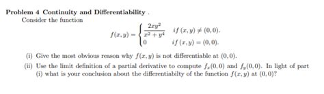 Solved Problem Continuity And Differentiability Consider Chegg
