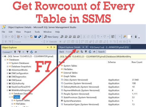 How To Get Rowcount Of Every Table In Ssms Interview Question Of The
