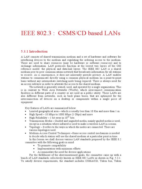 Ieee 802 3 Csma Cd Based Lan Pdf