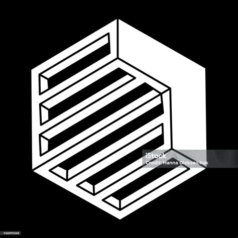 Optical Illusion Object Impossible Shapes Web Design Element Line Design Stock Illustration
