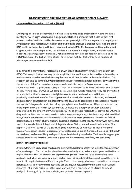 doc 2 short assignment on diffrent method used to identify parasites indroduction to