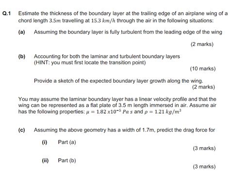 Solved Q Estimate The Thickness Of The Boundary Layer At Chegg