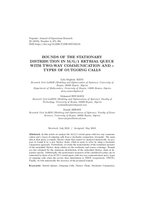 pdf bounds of the stationary distribution in m g 1 retrial queue with