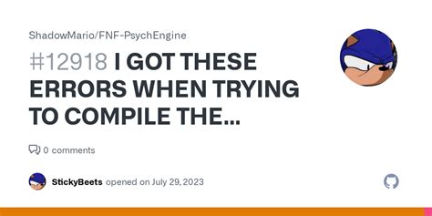 I Got These Errors When Trying To Compile The Game · Issue 12918 · Shadowmariofnf