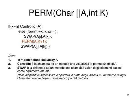 Ppt Automazione Dellalgoritmo Ricorsivo Di Permutazione Eseguita Da Mariano Melchiorri