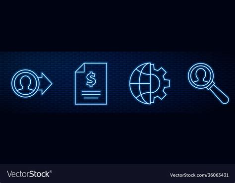 Set Line Globe Earth And Gear Job Royalty Free Vector Image