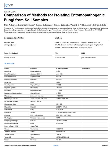 Jove Materials 63353 Comparison Methods For Isolating Entomopathogenic