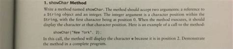 Solved 1 Showchar Method Write A Method Named Showchar The