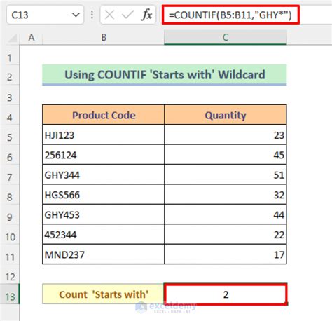 How To Use Countif With Wildcard In Excel 7 Easy Ways