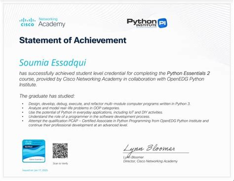 Python Programming Oop Softwaredevelopment Certification Soumia