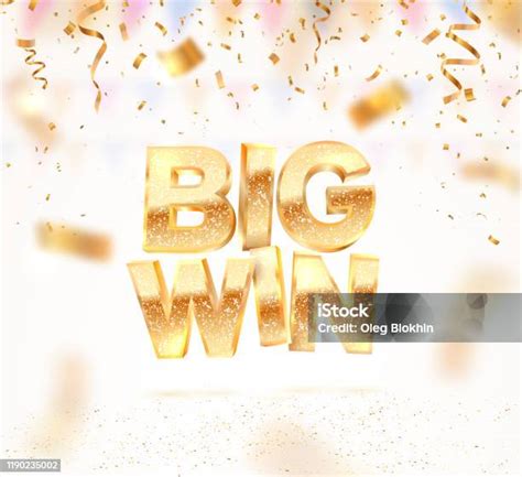 도박 템플릿에 대한 큰 승리 골드 기호 벡터 배너 블러 모션 효과와 색종이 빛 배경 아래로 떨어지는 카지노 또는 온라인 게임 용