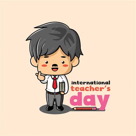 Векторная иллюстрация милого дизайна персонажей учителя мужского пола Премиум векторы