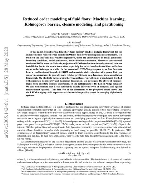 Pdf Reduced Order Modeling Of Fluid Flows Machine Learning Kolmogorov Barrier Closure