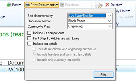 Mdgp 2018 R2 Feature Of The Day Print Invoices In Functional Currency From Sop Navigation List