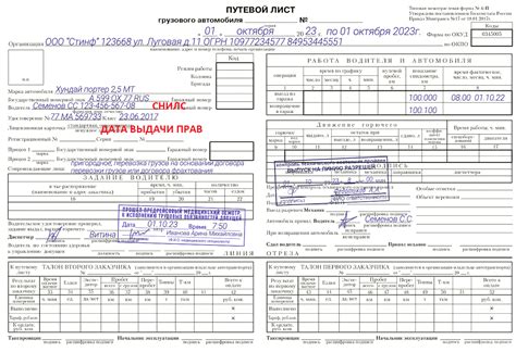 Путевой лист грузового автомобиля бланк