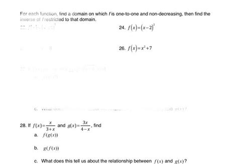 solved for each function find a domain on which f is