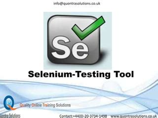 Selenium Overview Ppt By Quontra Solutions PPTX Browsers Computer Software And Applications