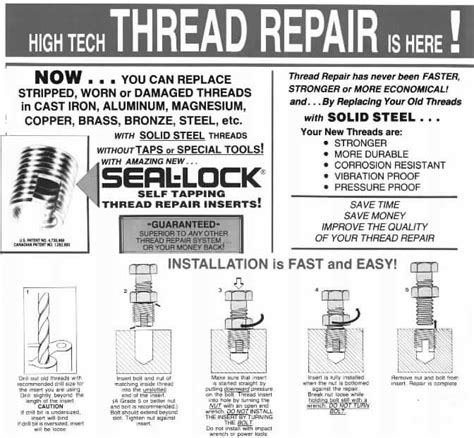SEAL LOCK Self Tapping Thread Reapir Inserts