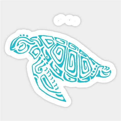 Turquoise Tattoo Style Turtle Gray Background Tortoise Sticker