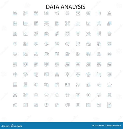 Data Analysis Icons Signs Outline Symbols Concept Linear Illustration Line Collection Stock