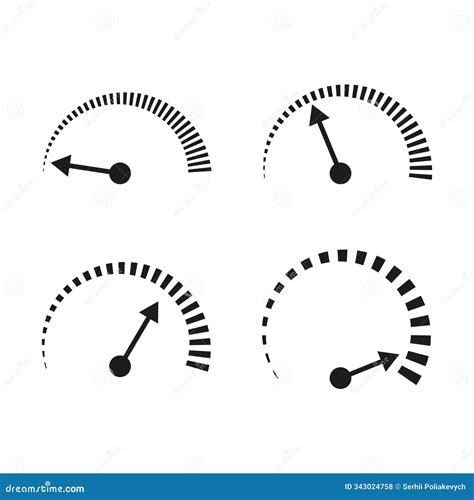 Speedometer Icon Set. Four Speed Gauge. Measurement Symbol Collection. Vector Meters Stock ...
