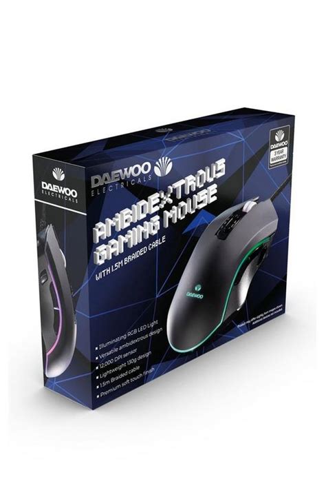 Gaming Accessories Ambidextrous Gaming Mouse 12000 Dpi Rgb Weighted Daewoo