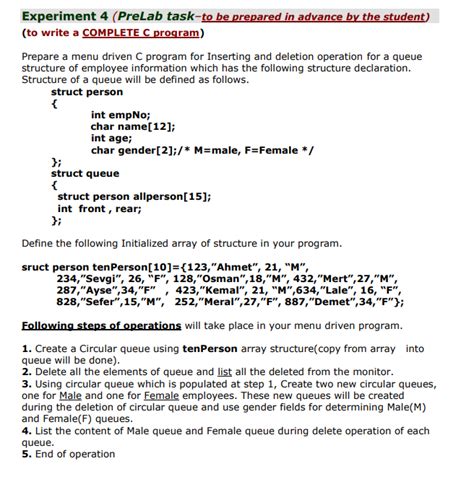 Solved Experiment PreLab Task To Be Prepared In Advance Chegg Com