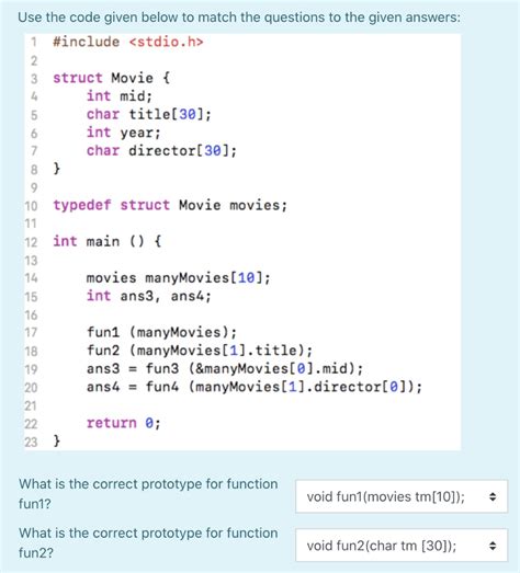 Solved Use The Code Given Below To Match The Questions To Chegg Com