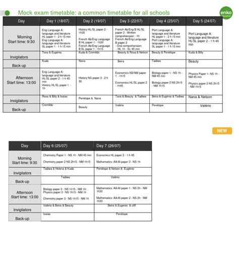 Mock Exam Timetable 3 Pdf