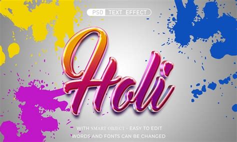 Premium Psd Holi Text Effect 3d Style