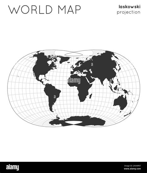 World Map Globe In Laskowski Projection With Graticule Lines Style Modern Vector Illustration