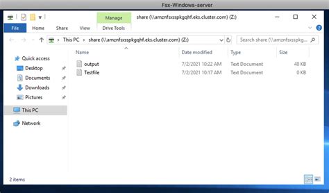 using amazon fsx for windows file server as persistent storage on