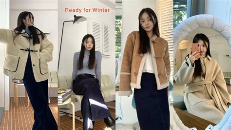 겨울 패션하울☃️ Ready For Winter ˖˚ ͙ 겨울 준비 스타트무스탕코트니트패딩예쁜 겨울 코디 5가지 이벤트ㅣhunchㅣfashion Haulㅣ