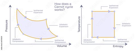 Thermodynamic Processes And The Carnot Cycle Diagram Vector Illustration Power Cycles And The
