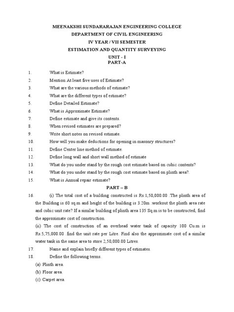Estimation And Quantity Surveying Pdf Depreciation Economic Sectors