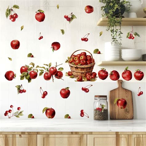 Apple Wall Stickers Vintage Fruit Wall Stickers Watercolor