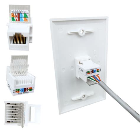 Boplat 1 Port Tooless Cat6 Ethernet Punch Down Wall Plate Wire To Female No Punchdown Tool