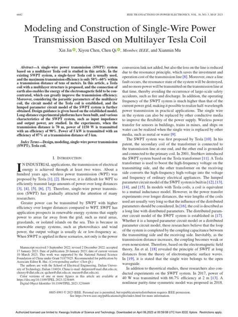 Modeling And Construction Of Single Wire Power Transmission Based On Multilayer Tesla Coil Pdf