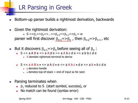 Ppt Lr Parsing Build Bottom Up Parse Tree Handles Writing A Shift Reduce Parser Powerpoint