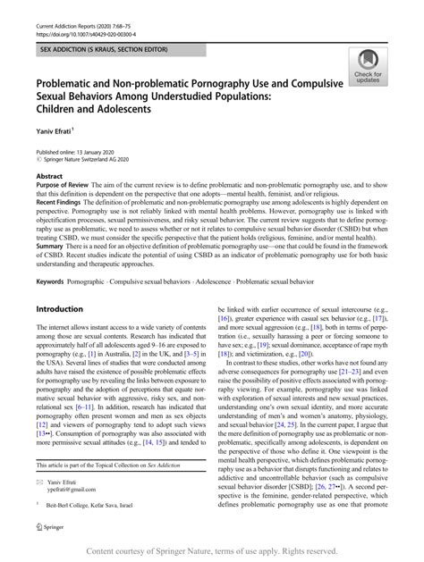 Problematic And Non Problematic Pornography Use And Compulsive Sexual
