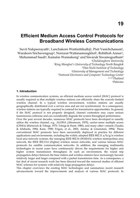 Pdf Efficient Medium Access Control Protocols For Broadband Wireless Communications