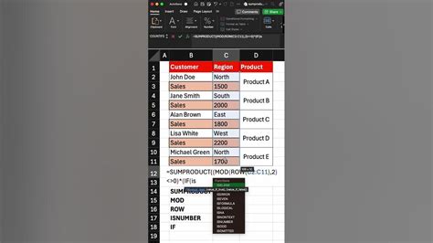 Sum Odd Rows Using Mod Row If And Isnumber Excel Exceltips