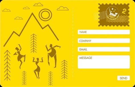 웹 페이지 엽서 서식 파일 부족 인간 아이콘 노란색 장식 Ai Eps Uidownload