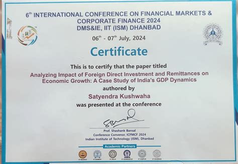 Satyendra Kushwaha On Linkedin Iitconference Academicachievements