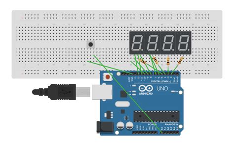 Circuit Design 四位七段 按下遞增 計分板 Tinkercad
