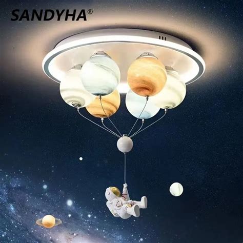현대 우주 비행사 천장 조명 창조적 인 행성 Led 샹들리에 어린이 침실 식당 연구 거실 유치원 장식 Aliexpress