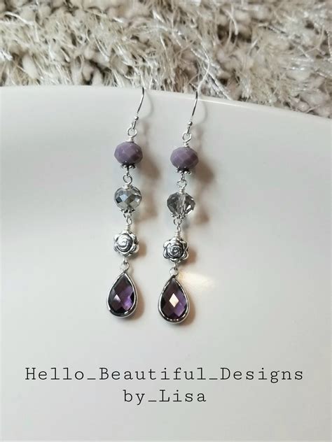 Purple Crystal Earrings Amethyst Earrings February Birthstone