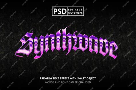 Premium Psd Synthwave Chrome Editable Text Effect