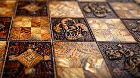 A Closeup Of A Chess Board Created By Skilled Craftsmen Using A