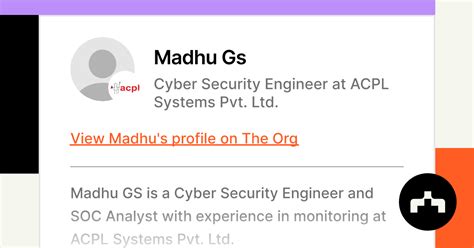 Madhu Gs Cyber Security Engineer At Acpl Systems Pvt Ltd The Org